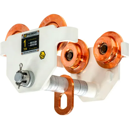 OZ Lifting Products Spark Resistant Push Beam Trolley, 1 Ton Capacity