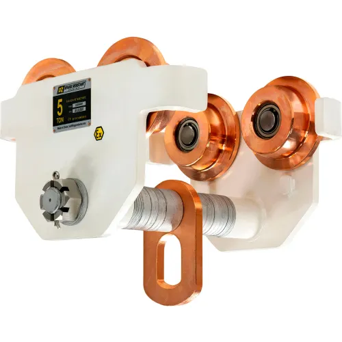 OZ Lifting Products Spark Resistant Push Beam Trolley, 5 Ton Capacity