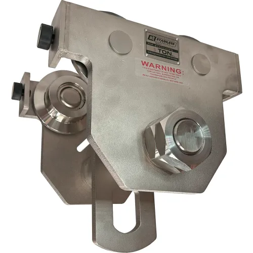 OZ Lifting Products Stainless Steel Push Beam Trolley, 5 Ton Capacity