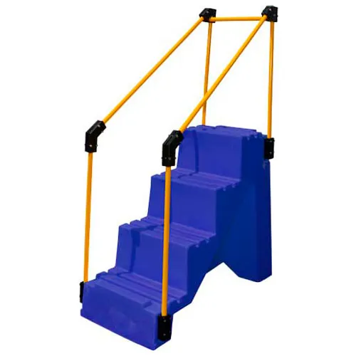 4 Step Plastic Step Stand W/ Handrails - Blue 27"W x 38"D x 44"H - ST-4 BL