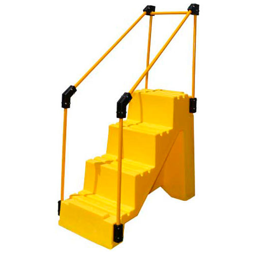 4 Step Plastic Step Stand W/ Handrails - Yellow 27"W x 38"D x 44"H - ST ...