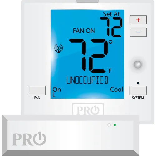 PRO1 IAQ Wireless PTAC Thermostat Programmable with Occupancy Sensor 2H 1C or 1H 1C
