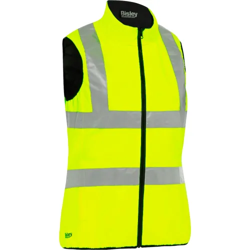Bisley® Contoured Reversible Puffer Vest Class 2 L Hi Vis Yellow