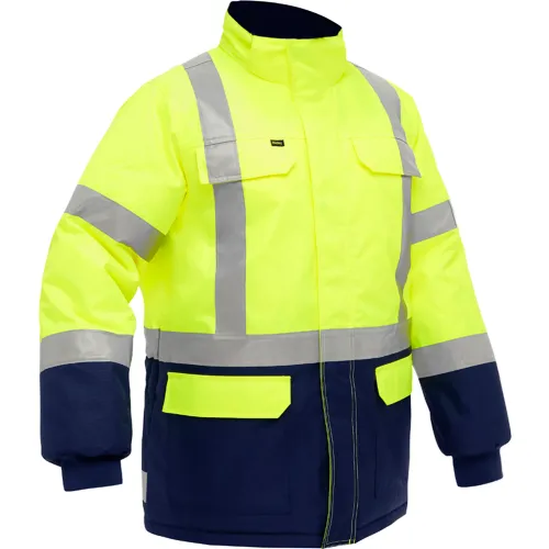 Bisley® Insulated Freezer Jacket with Navy Bottom, 6XL, Hi-Vis Yellow