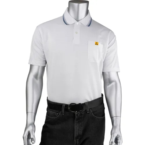Uniform Technology™ Men's Short Sleeve ESD Polo Shirt, L, White