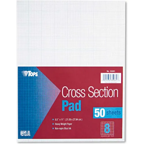 TOPS™ Cross Section Pads, Cross-Section Quadrille Rule, 50 White 8.5x11 ...