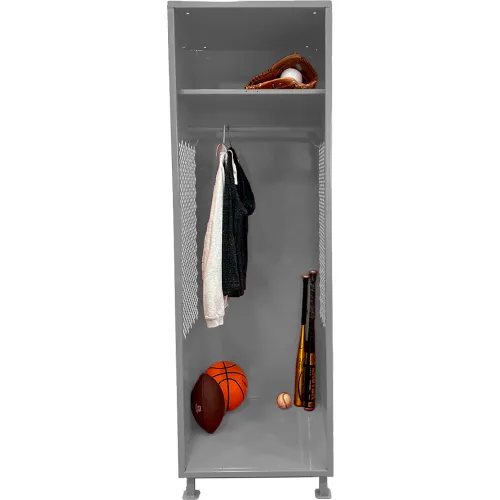 Global Industrial Open Gear Locker with Legs, 24"W x 24"D x 76"H, Gray