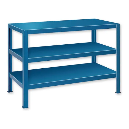 Pucel™ Stationary Machine Table W/ 3 Shelves, 72"W x 24"D, Blue