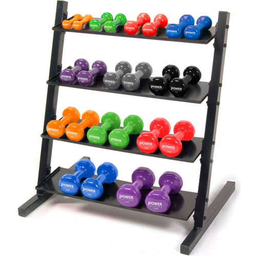 Power Systems Neoprene/Vinyl Dumbbell Storage Rack, 4-Tier, 24"L x 33"W ...