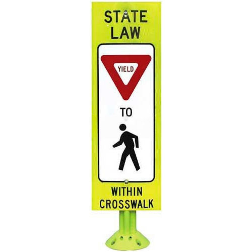 Pexco® FG342 State Law Yield to Pedestrian Sign, 12" x 36", Fluorescent ...