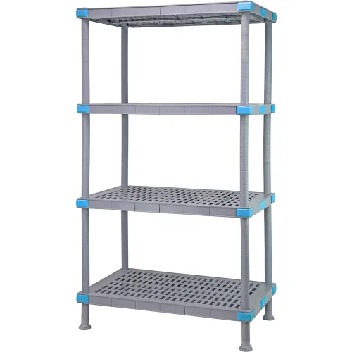 Quantum Millenia™ Shelving Unit 30"W X 21"D X 50"H, 4 Open Grid Shelves
