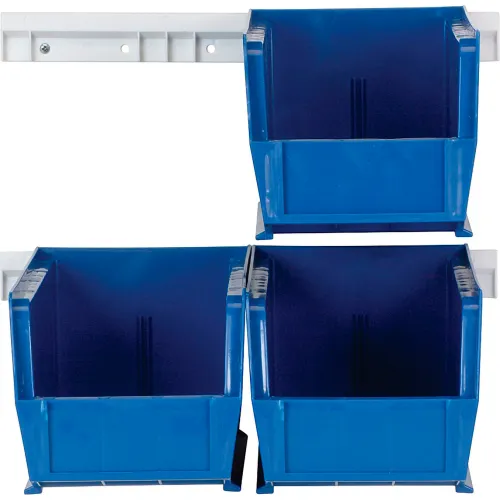 Quantum Storage Hang & Stack Bins w/ Two 12" Rails & 4 Bins, 10-7/8"L x ...