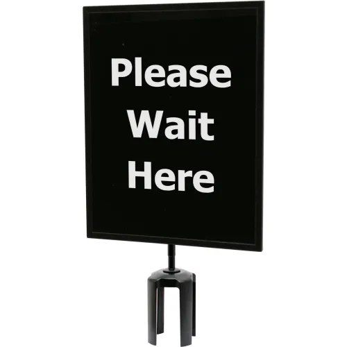 Queueway Acrylic Sign, Double Sided Economy Line, "Please Wait Here ...