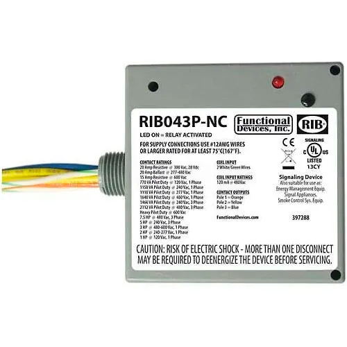 RIB® Enclosed Power Relay RIB043P-NC, 20A, 3PST-NC, 480VAC