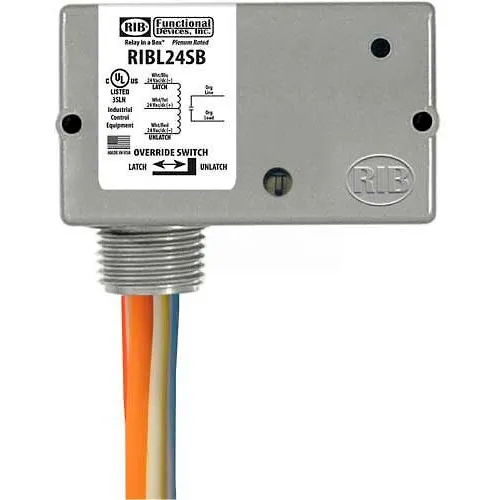 RIB® Enclosed Latching Relay RIBL24SB, 20A, 24VAC/DC, W/switch