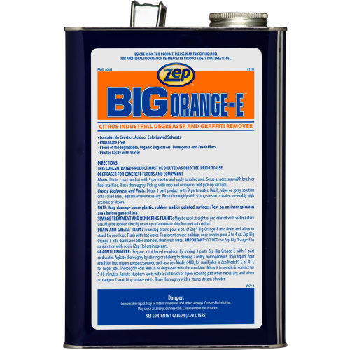 Zep Big Orange-E Organic Cleaner & Degreaser, Gallon Bottle, 4 Bottles/Case