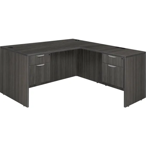 Regency Legacy 60" Double Pedestal L-Desk with 35" Return, Ash Grey
