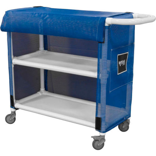 PVC Linen Cart, 32" - 2 Shelf, Blue Mesh Cover, 2 Sw/2 Sw Lock