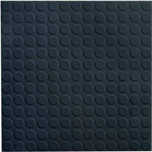 Raised Circular Design Rubber Tile 19.69" x 19.69" x .125" Black