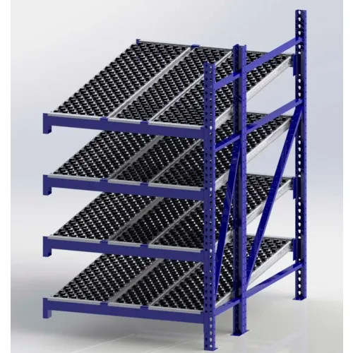 UNEX RR99S2W4X6-A Gravity Flow Roller Rack with Wheel Bed Add-On 48"W x ...