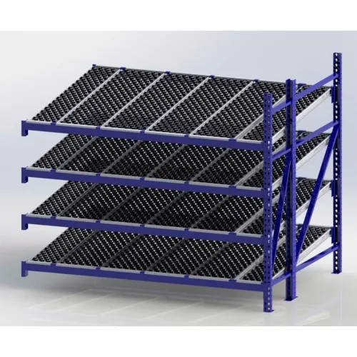 UNEX RR99S2W8X6-A Gravity Flow Roller Rack with Wheel Bed Add-On 96"W x ...
