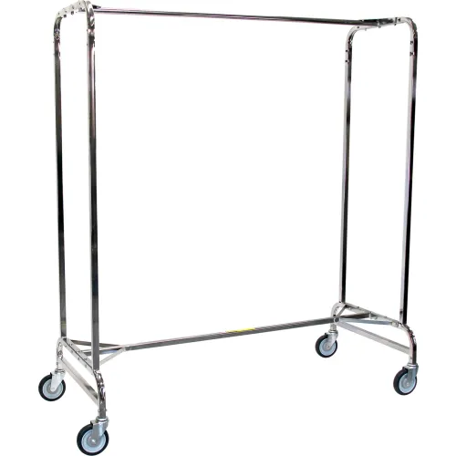 R&B Wire Products Single Garment Rack, 72", Steel, Chrome Finish