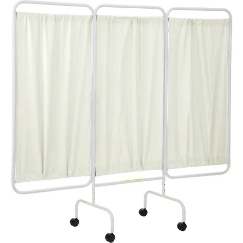 R&B® Wire Mobile Medical Privacy Screen, 81"W x 69"H, 3 Cream Vinyl Panels