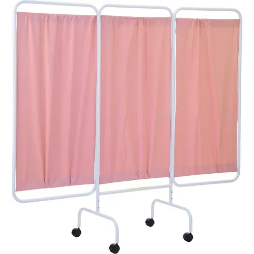 R&B® Wire Mobile Medical Privacy Screen, 81"W x 69"H, 3 Mauve Vinyl Panels