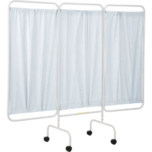 R&B® Wire Mobile Medical Privacy Screen, 81"W x 69"H, 3 White Vinyl Panels
