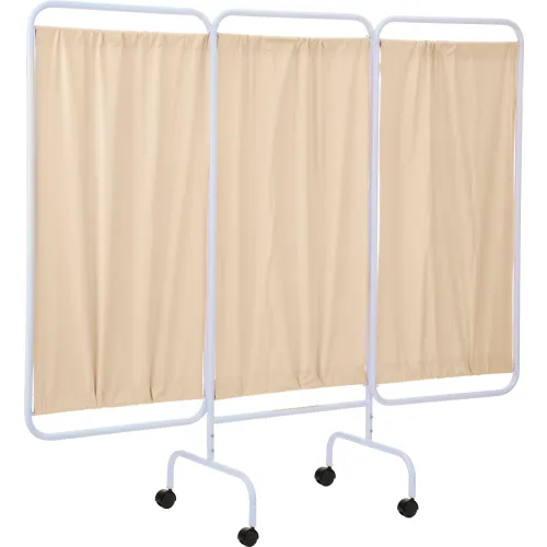 R&B Wire 3 Panel Mobile Medical Privacy Screen, 81"W x 69"H, Beige ...