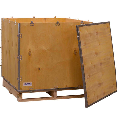 Global Industrial™ 4 Panel Hinged Shipping Crate w/ Lid & Pallet, 35"L ...