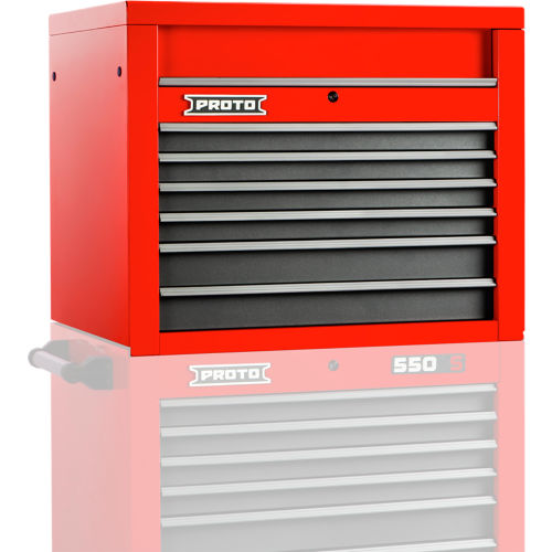 Proto® 550S Top Chest W/ 6 Drawers, 34"W x 25-1/4"D x 27"H, Red & Gray