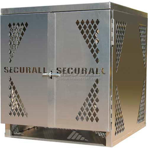 Securall® 4 Cylinder Vertical LP/Oxygen Cabinet Aluminum, Manual Close