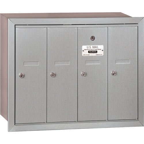 3500 Series 4B+ Vertical Mailbox, 4 Doors, Recessed Mounted, Aluminum ...