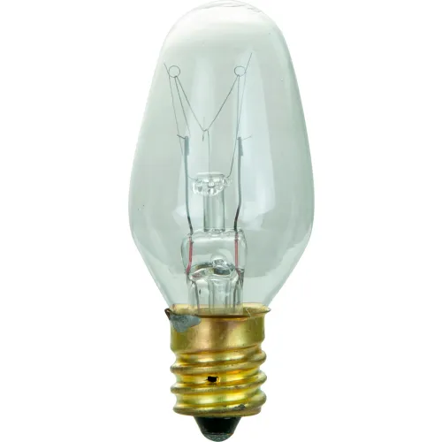 Sunlite® Incandescent Bulb with E12 Candelabra Base, 7W, 120V, Clear ...