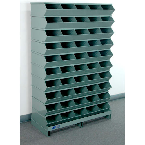 Stackbin® No 2 Pallet Base Sectional Bin Unit, 50 Compartments,37"W x 15-1/2"D x 57-1/2"H, Blue