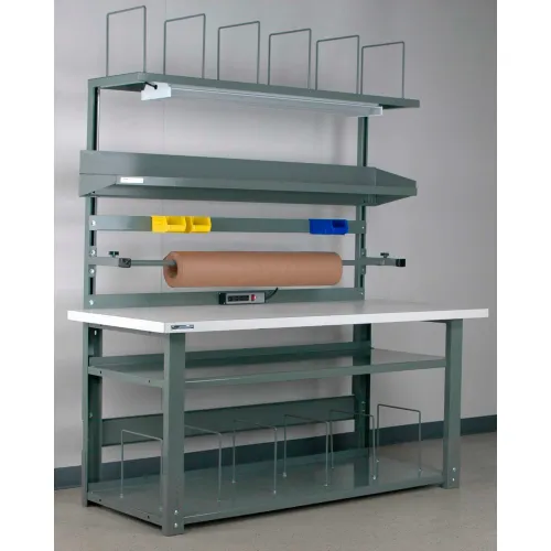 Stackbin No. 1 Adjustable Height Complete Packing Workbench, Laminate Square Edge, 72"W x 30"D,Black