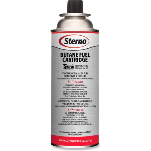 Sterno® Butane Fuel Cartridge, 8 oz, Pack of 12