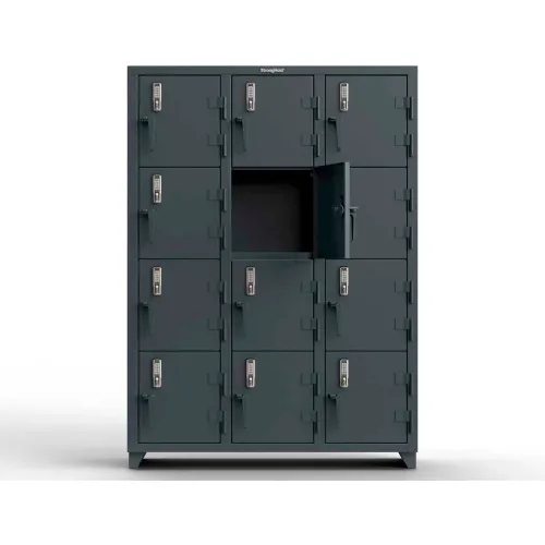 StrongHold® 4-Tier 12 Door Digital Locker w/Keyless Entry Lock, 54"Wx18 ...