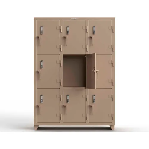 Strong Hold 3-Tier 9 Door Extra Heavy Duty Digital Locker, 54"W x 18"D ...