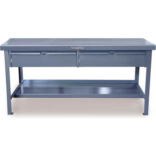 StrongHold Storage Workbench W/ 2 Drawers & Shelf, Steel Square Edge ...