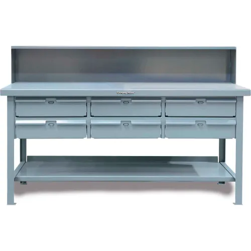 StrongHold Storage Workbench W/ 6 Drawers & Shelf, Steel Square Edge ...