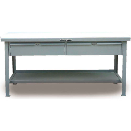 StrongHold Storage Workbench W/ 2 Drawers & Shelf, Laminate Square Edge ...