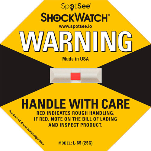 SpotSee™ ShockWatch™ Impact Indicators, 25G Range, Yellow, 50/Box