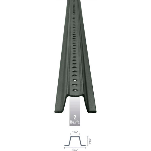 U-Channel Sign Post, 7'L, 2 lbs./ft., Green Post with Holes Top to Bottom