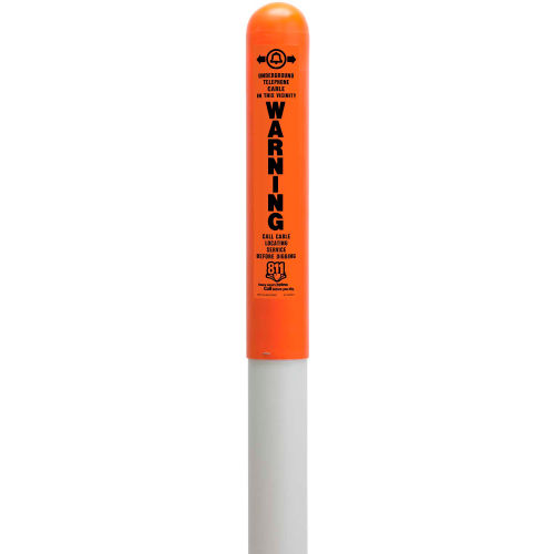 113783B Round Dome Utility Fiber Optic Marker, White Pole 72"H, 48 ...