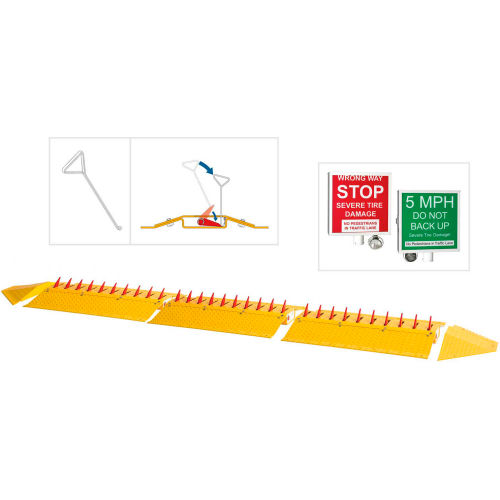 DOORKING®1610 Surface Mount Spike System, (3) 3' Spike Sections, Yellow