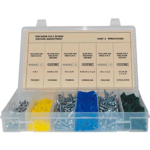 500 PC Rib / Barb Poly Screw Anchor Assortment