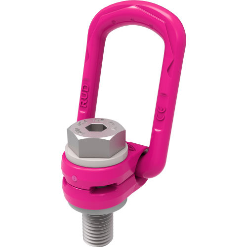 RUD Hoist Ring, 180 Pivot, 44,090 lb. Load Capacity, Pink, Steel, M48 Bolt