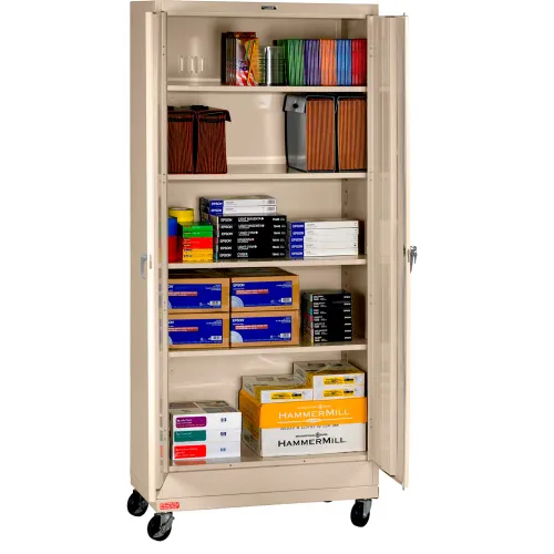 Tennsco® Deluxe Heavy Duty Mobile Storage Cabinet, 24 Gauge, 36"W x 24 ...